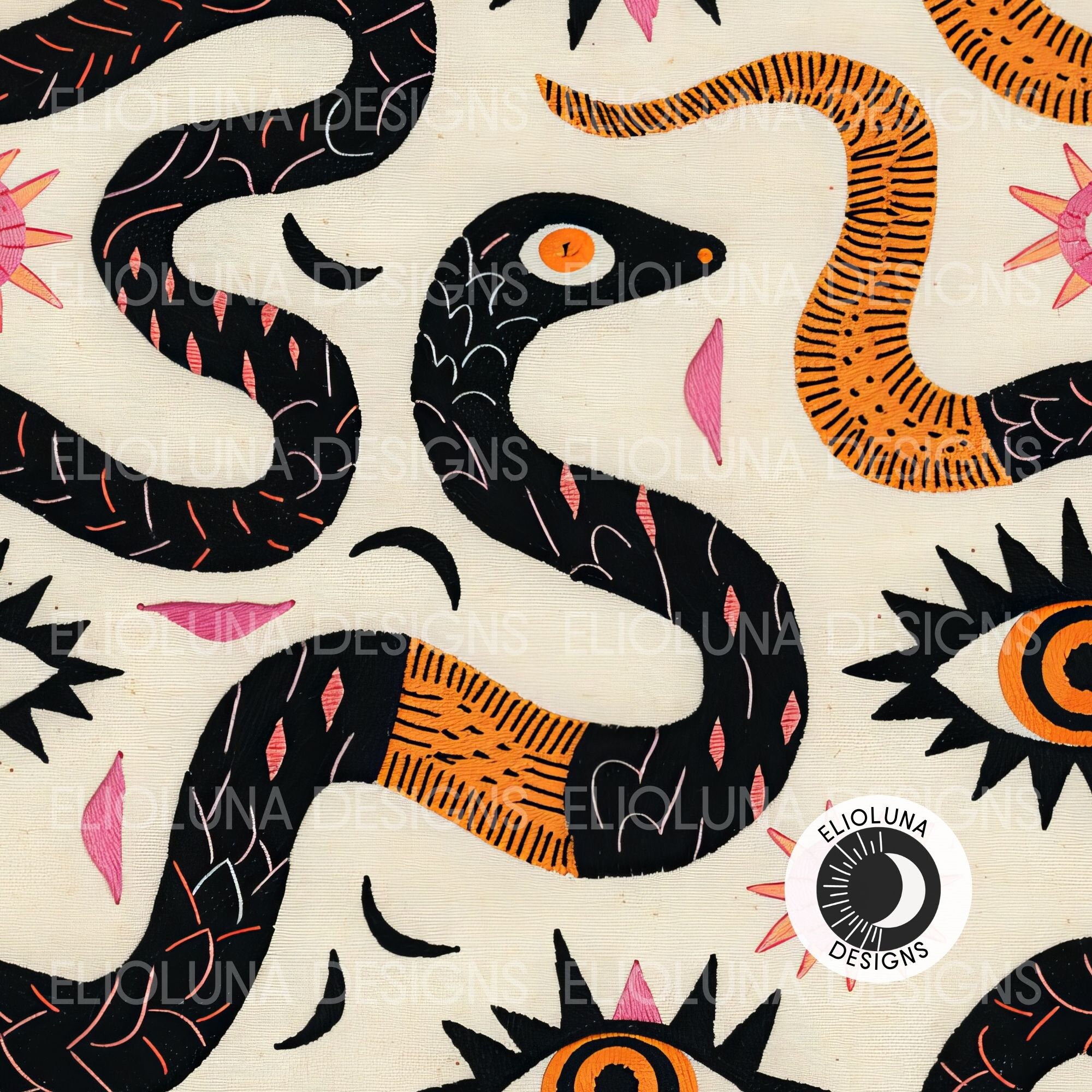 3rd Eye Pattern Turkish Evil Eye Seamless Snake Pattern Boho Vibes ...