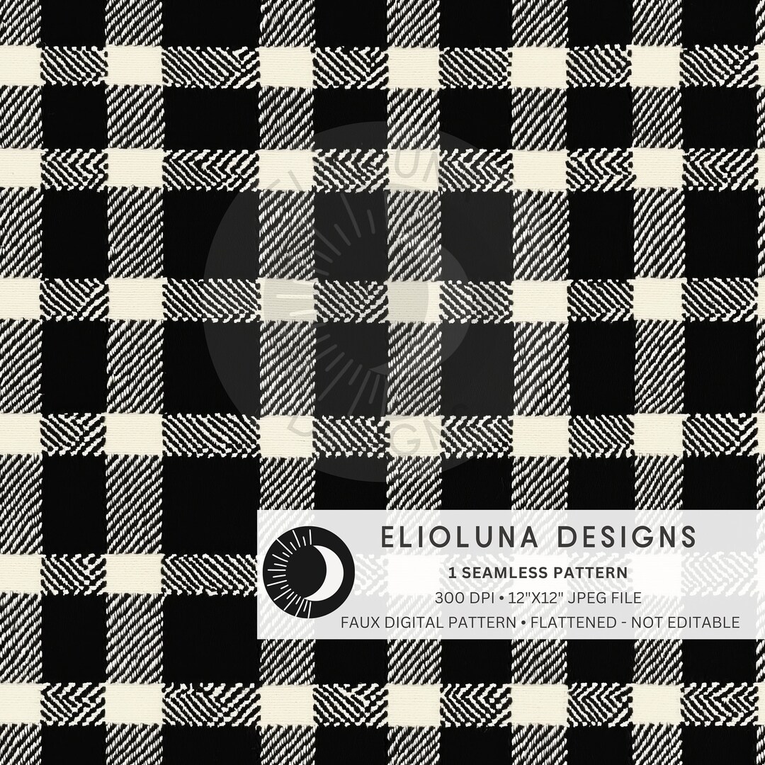 Checkered Seamless Repeating Pattern Black and White Plaid Digital ...
