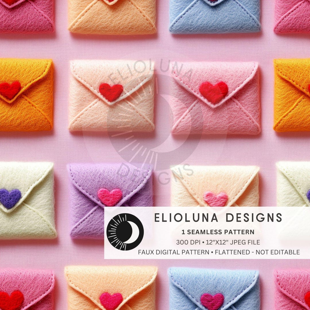 Felted Love Letter Seamless Pattern Valentines Pattern Heart Digital ...