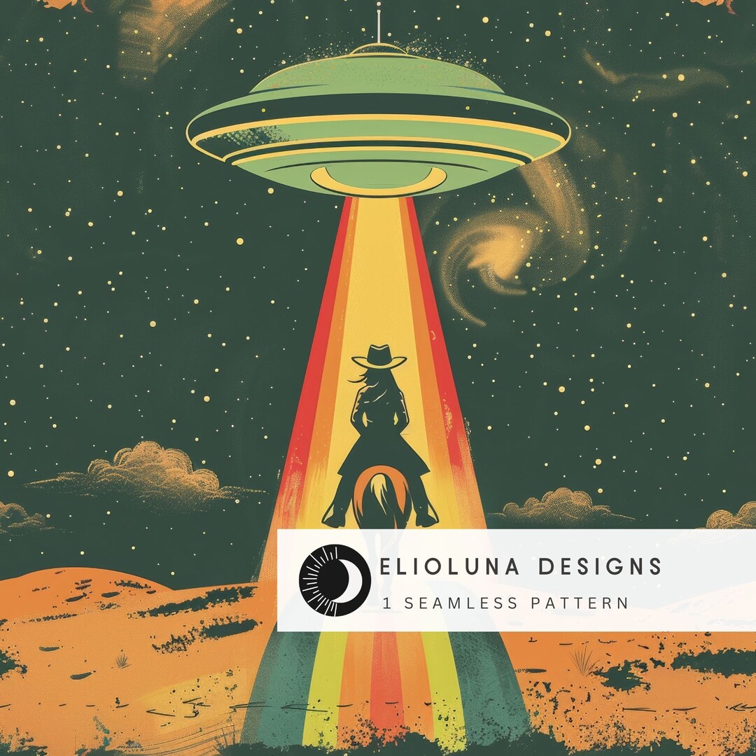 Space Cowgirl Pattern Cosmic Cowgirl Seamless Rainbow Pattern Alien ...