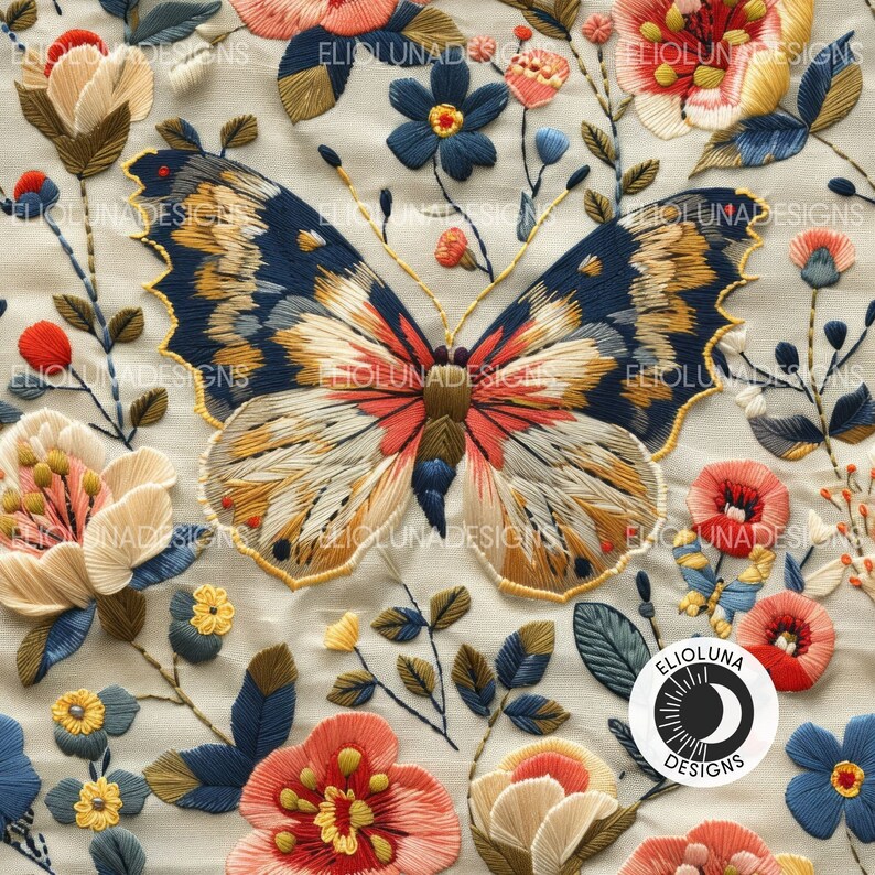 Boho Butterflies Pattern Digital Knitted Butterflies Seamless Pattern ...