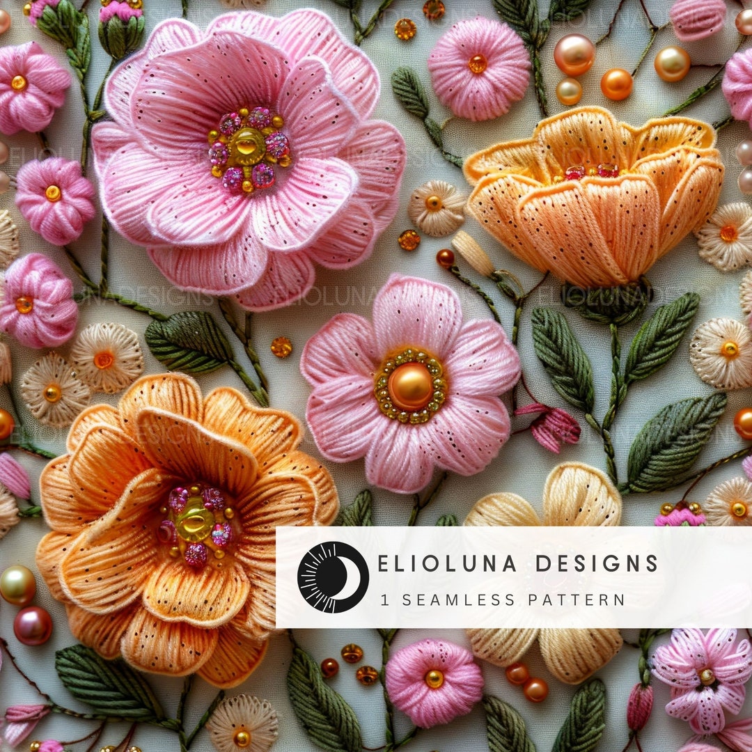 Floral Pattern Digital Paper 3D Spring Floral Pattern Seamless Digital ...