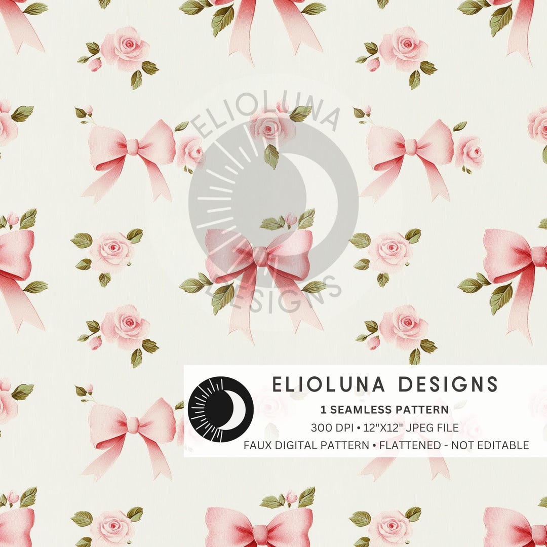Pink Coquette Bows Seamless Pattern Watercolor Bow Pattern Coquette ...