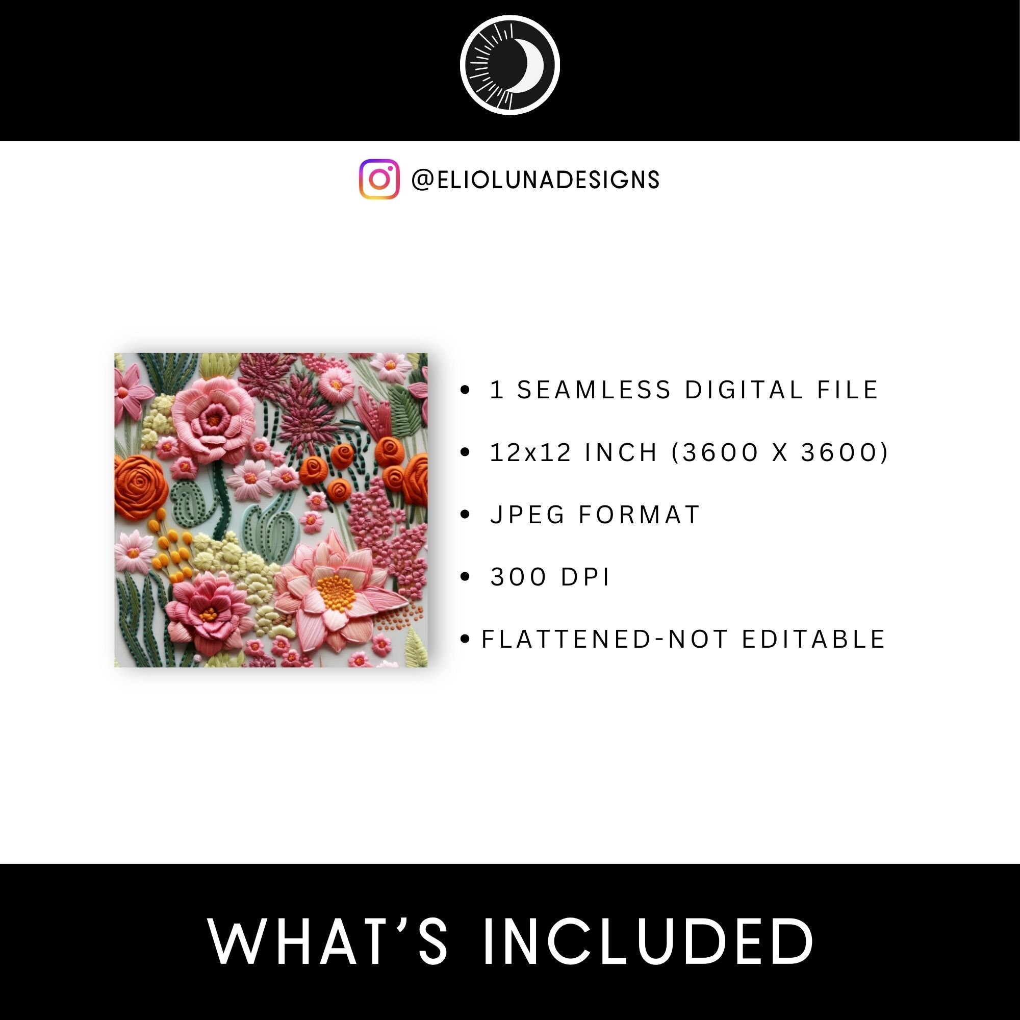 Cactus Floral Pattern Digital Paper Embroidered Western Pattern ...