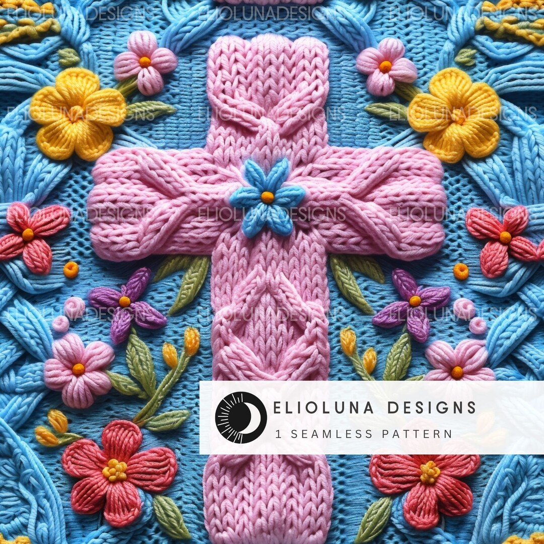 Knitted Cross Spring Pattern Digital Paper Floral Seamless Pattern ...