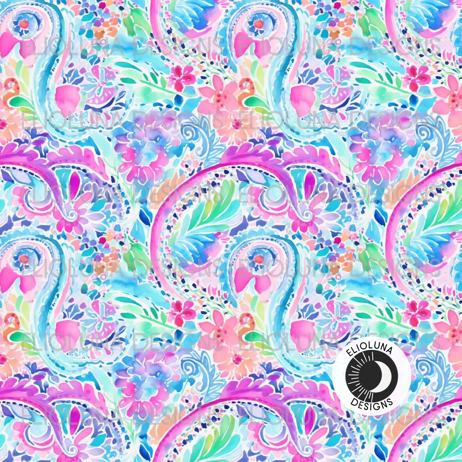 Paisley Pattern Floral Seamless Painted Abstract Watercolor Preppy ...