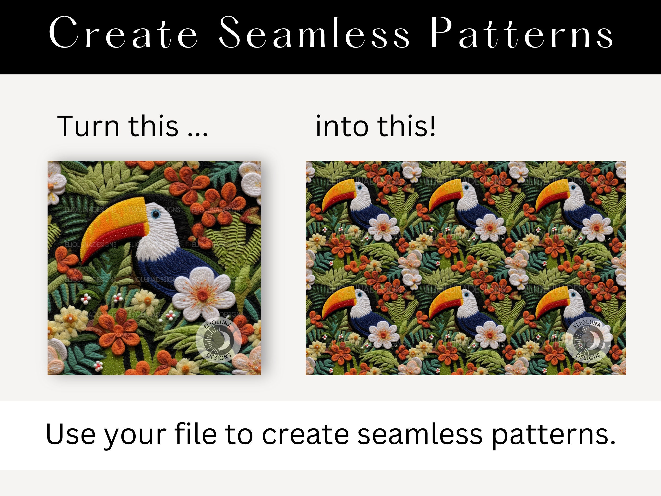 Toucan Digital Paper Bird Digital Paper Tropical Digital Paper Floral ...