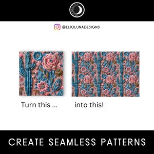 Cactus Floral Pattern Digital Paper Embroidered Western Pattern ...