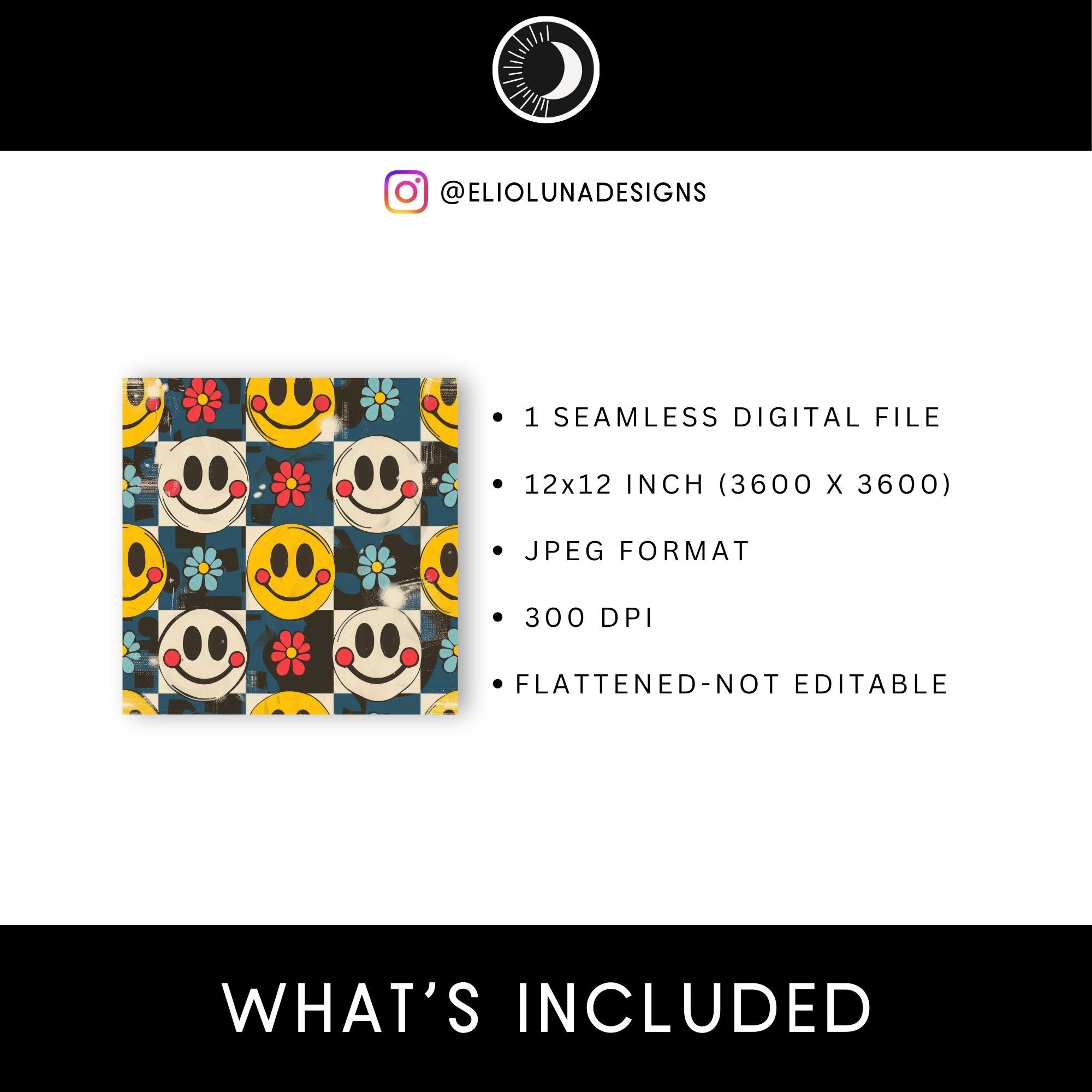 Retro Smiley Face Pattern Checker Digital Paper Smiley Face Seamless ...