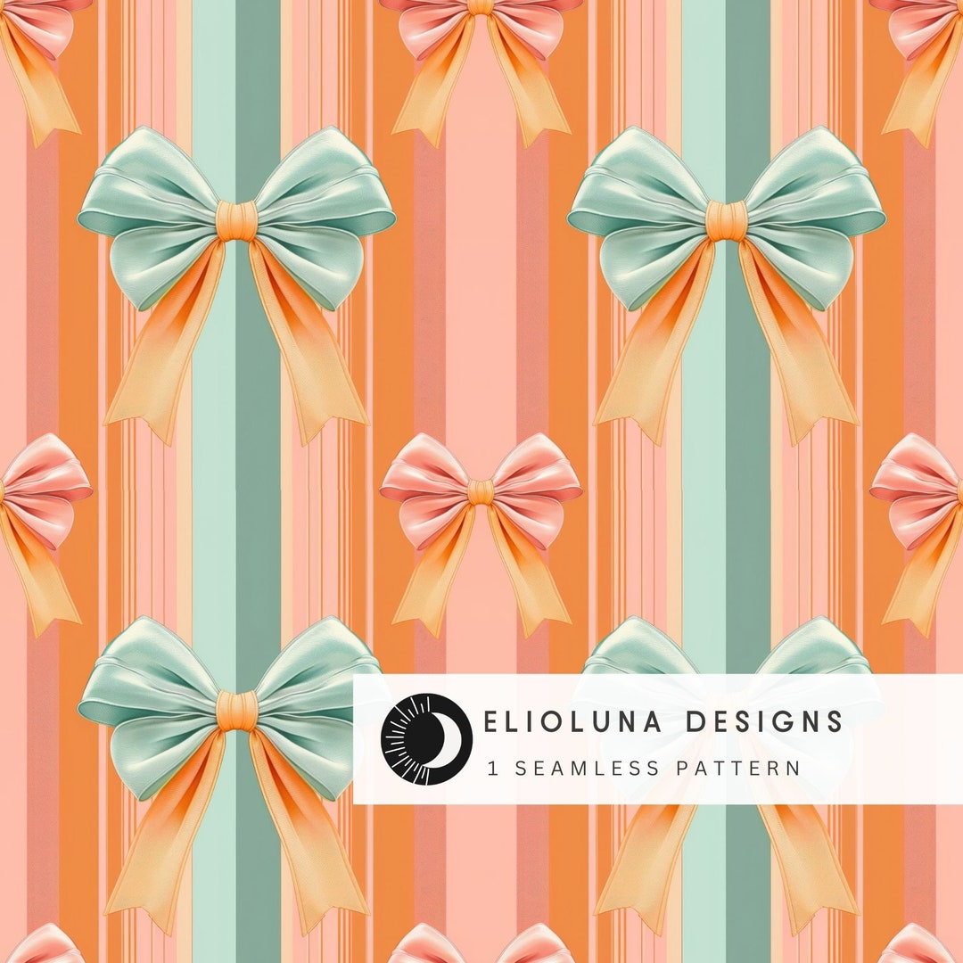 Vintage Bow Seamless Pattern Digital Paper Retro Bow Seamless Pattern ...
