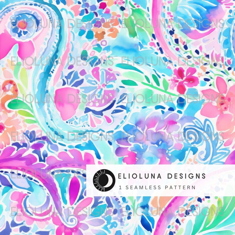 Paisley Pattern Floral Seamless Painted Abstract Watercolor Preppy ...