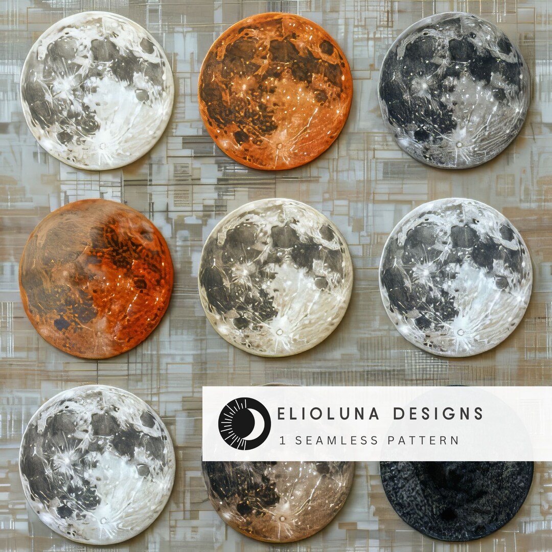 Moon Pattern Celestial Seamless Moon Digital Paper Space Seamless ...