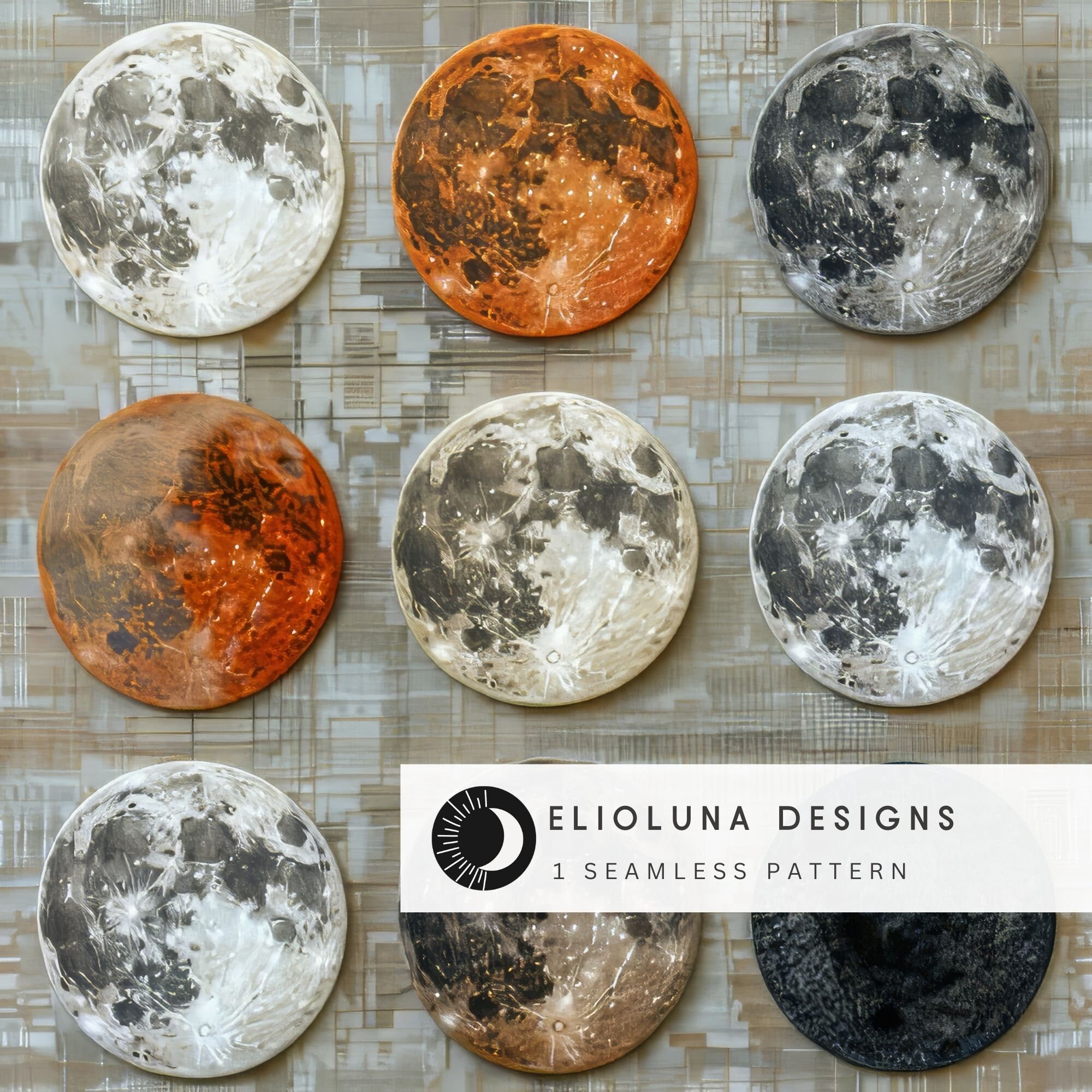 Moon Pattern Celestial Seamless Moon Digital Paper Space Seamless ...