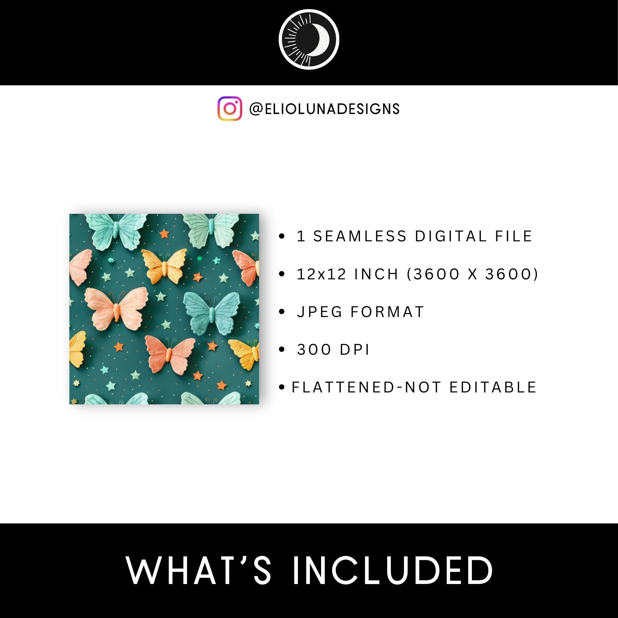 3D Butterfly Pattern Digital Paper Butterfly Star Pattern Seamless ...