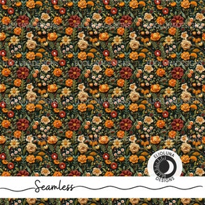 Autumn Floral Pattern Digital Paper Faux Embroidery Fall Floral Pattern ...