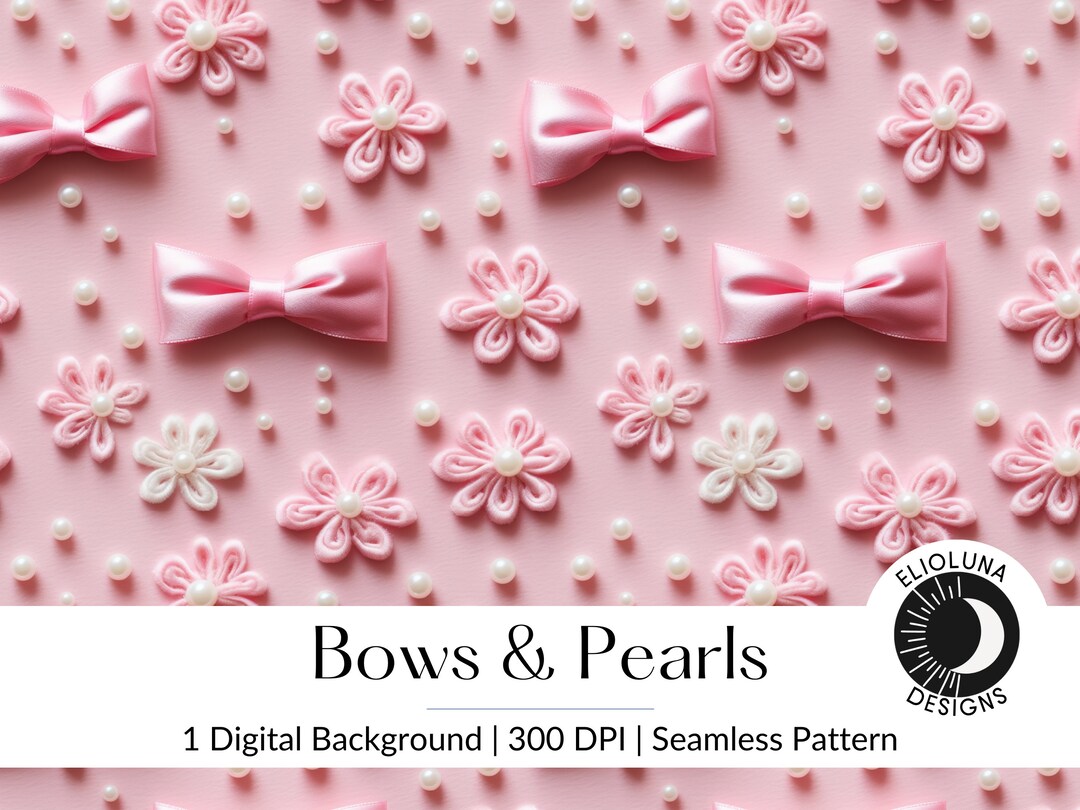 Bows Digital Paper Pink Bow Digital Paper Pink Coquette Bows Pattern ...