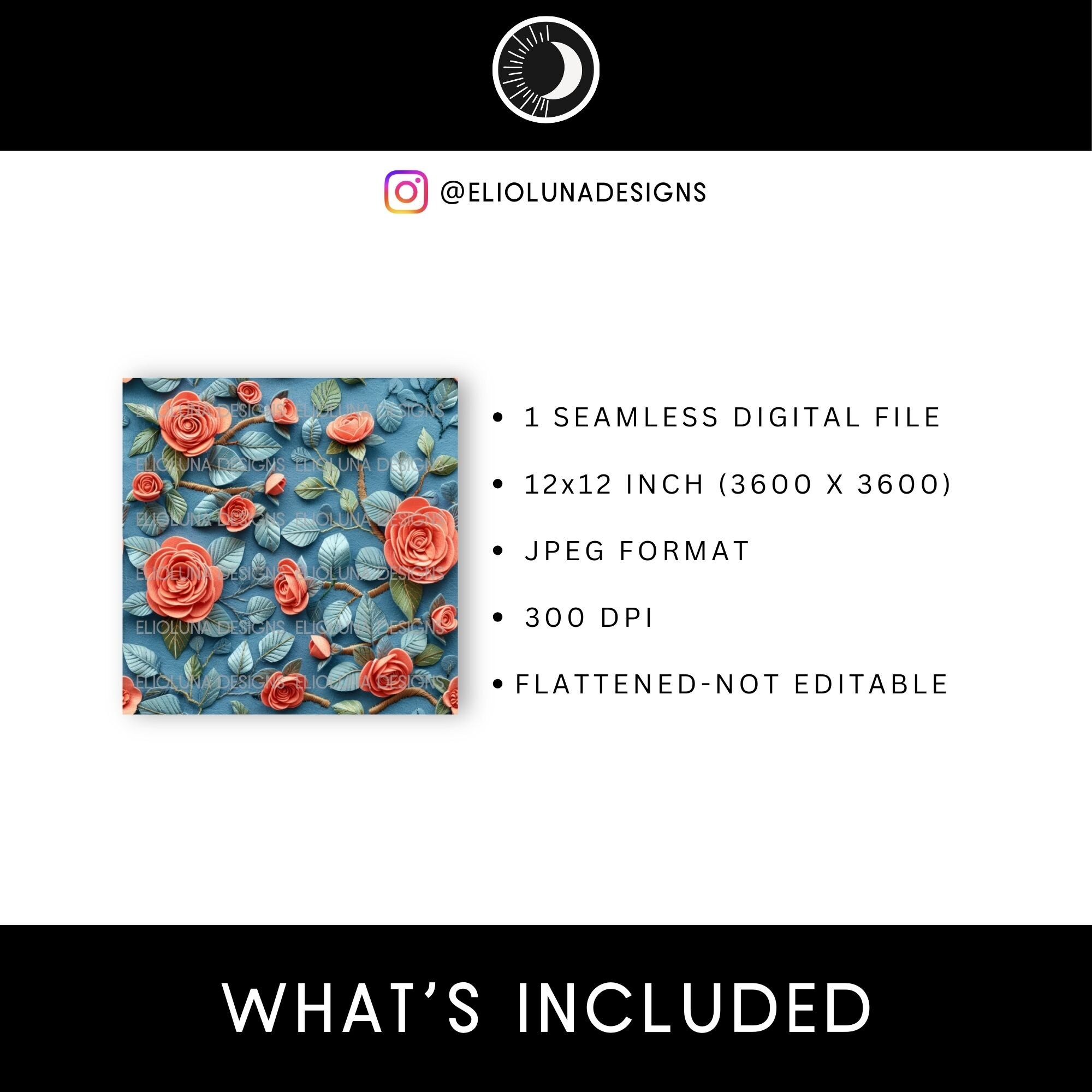 Roses Pattern 3D Faux Embroidery Floral Seamless Digital Design Floral ...