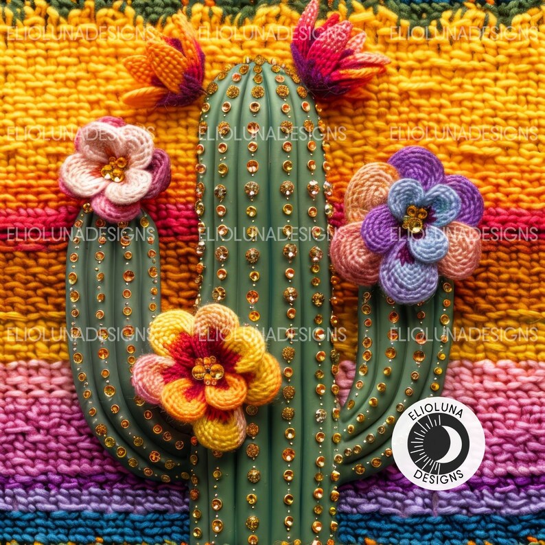 Cactus Floral Pattern Digital Paper Embroidered Western Pattern ...