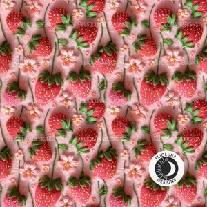 Strawberry Pattern Digital Paper 3D Felt Strawberry Pattern Seamless ...