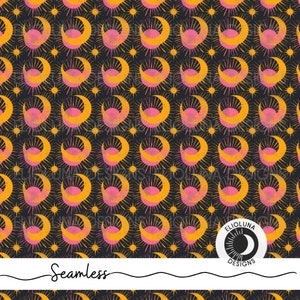 Solar Eclipse Pattern Moon Seamless Celestial Digital Paper Sun and ...