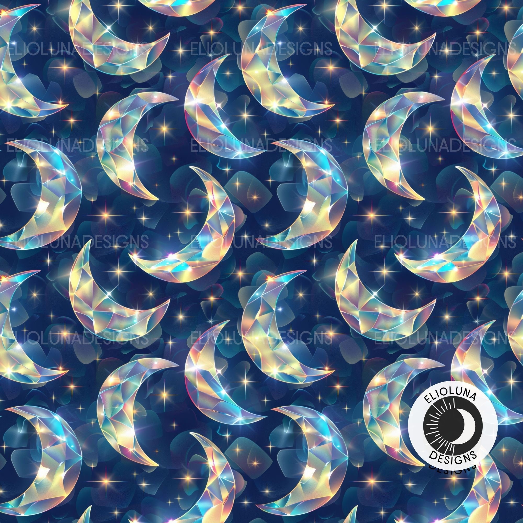 Iridescent Moon Pattern Celestial Seamless Moon Digital Paper Celestial ...