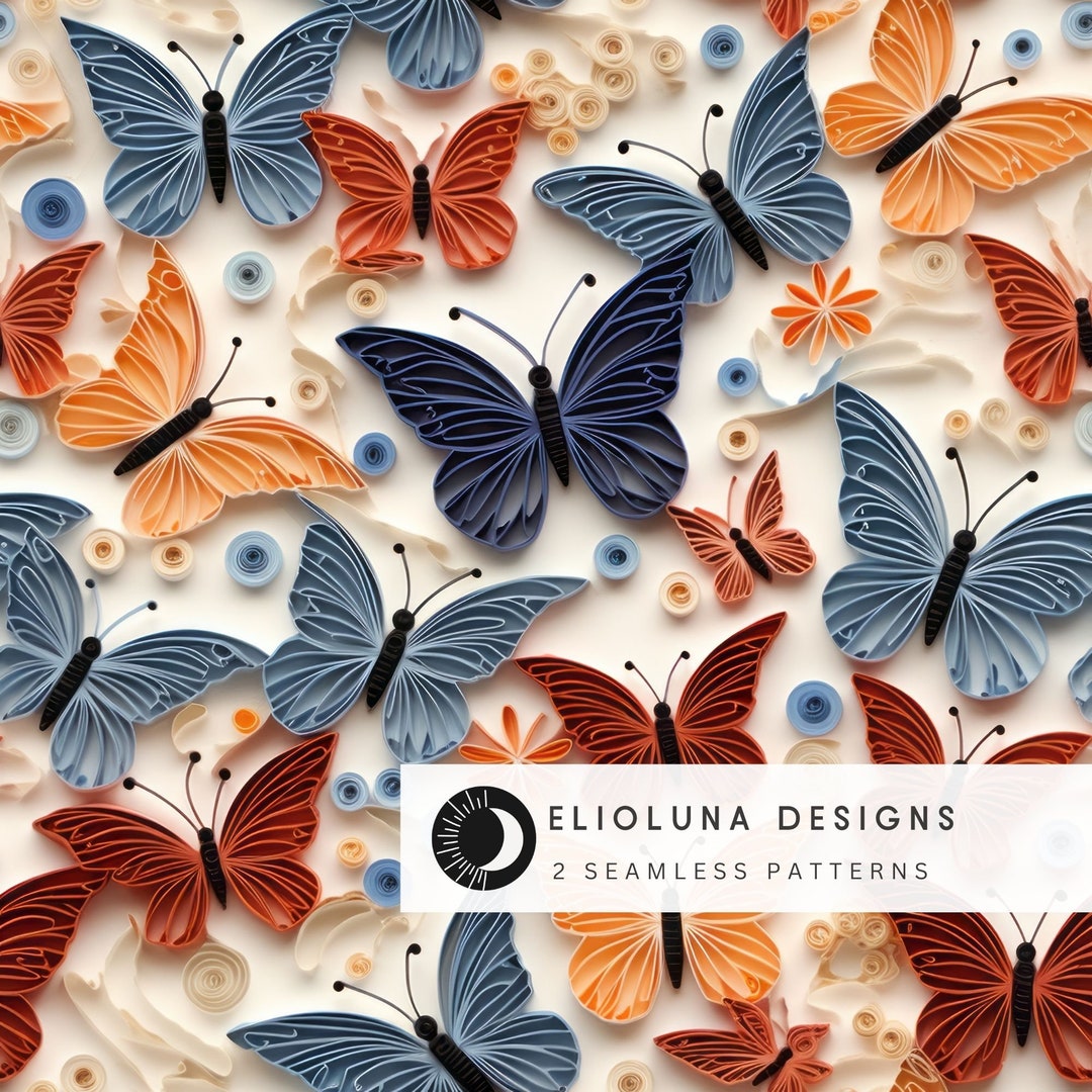 Floral Butterflies 3D Quilled Butterfly Pattern Quilled Floral Digital ...