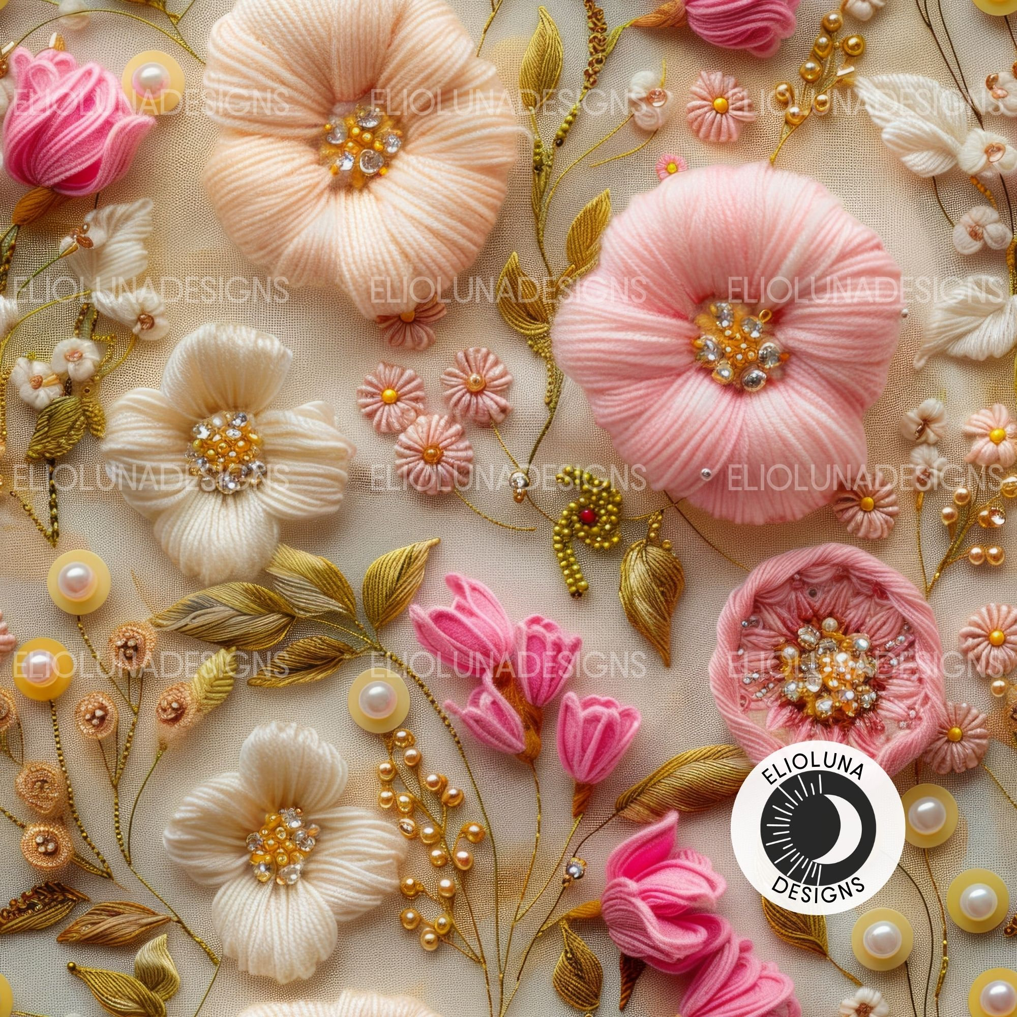 Floral Pattern Digital Paper 3D Spring Floral Pattern Seamless Digital ...