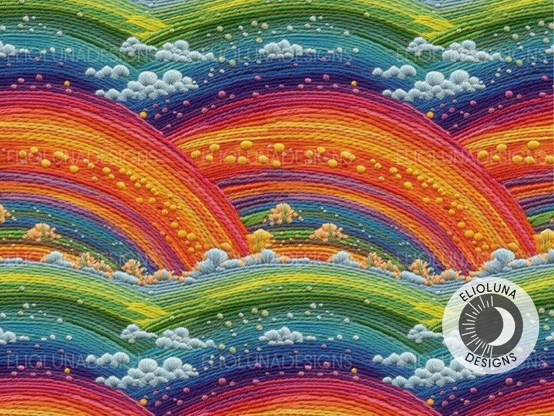 Whimsical 3D Wool Seamless Digital Design Rainbow Repeating Pattern 3D ...
