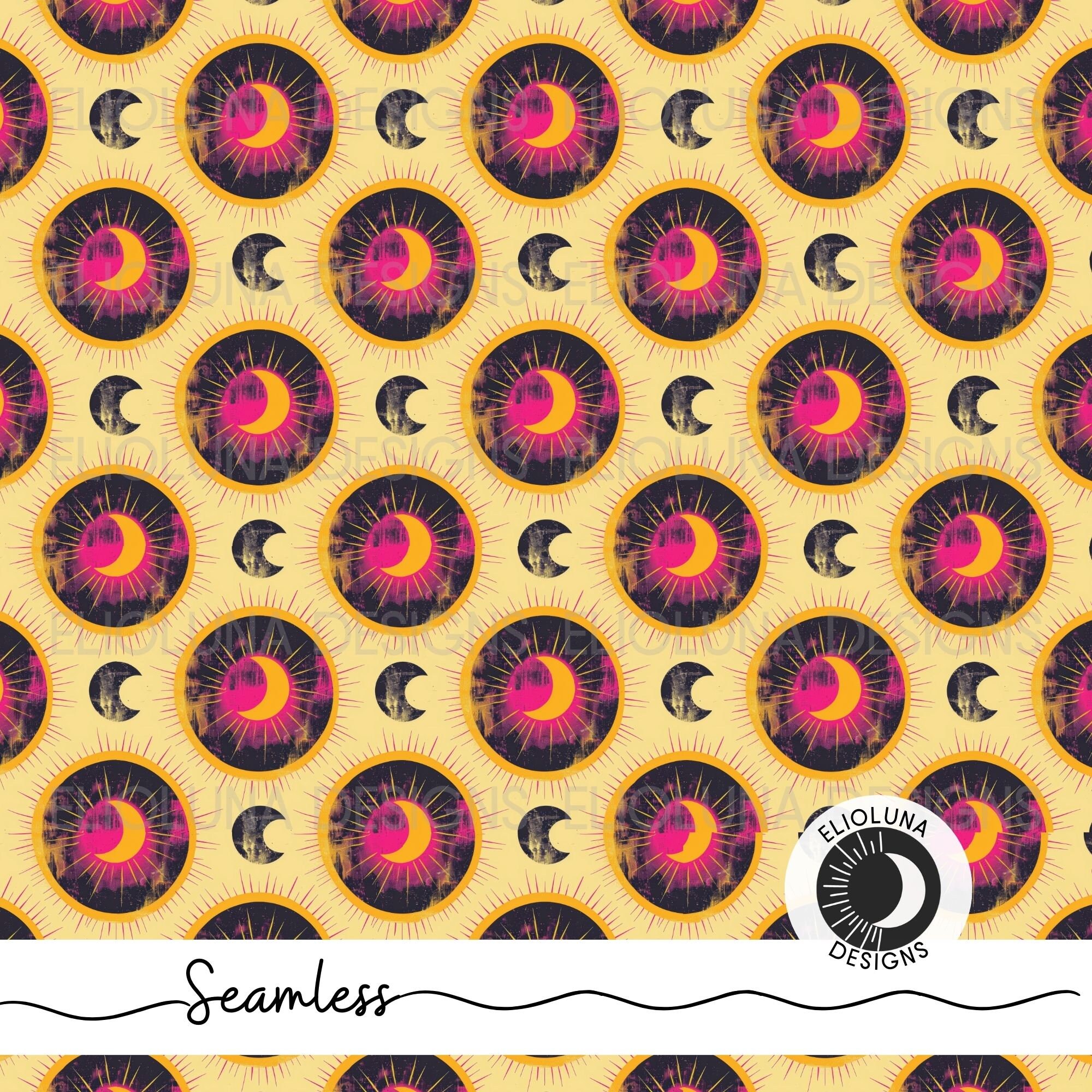 Solar Eclipse Pattern Moon Seamless Celestial Digital Paper Solar ...