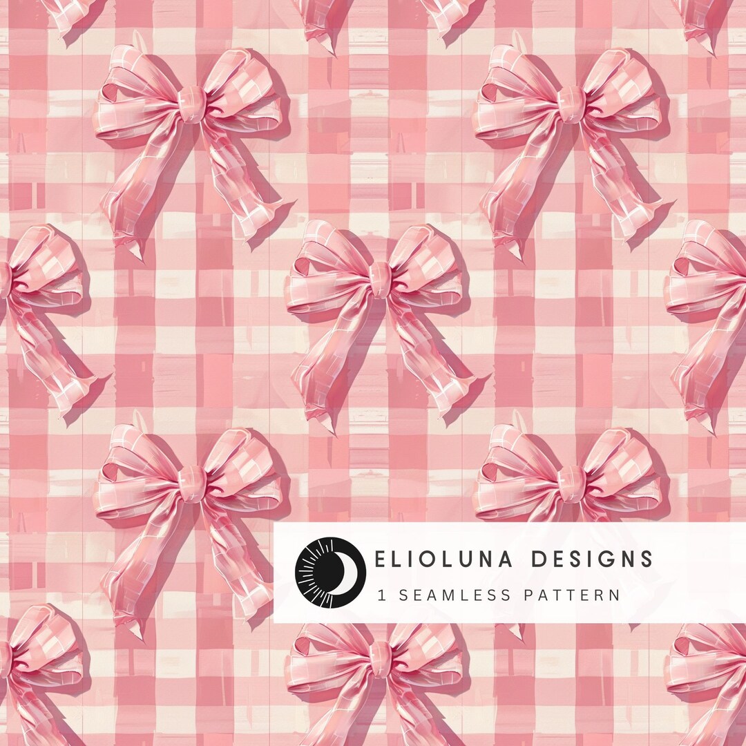Pink Coquette Bows Pattern Bows Digital Paper Pink Bow Seamless Pattern ...