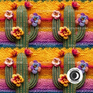 Cactus Floral Pattern Digital Paper Embroidered Western Pattern ...