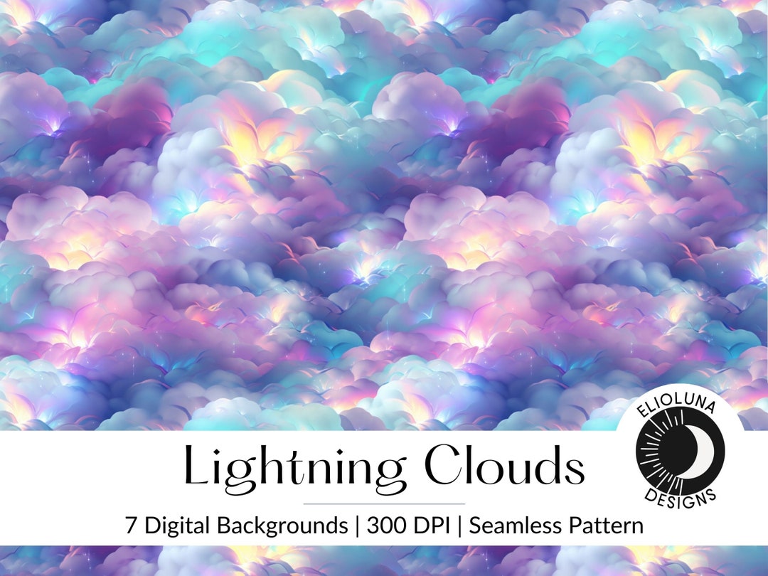 Digital Paper Clouds Seamless Pattern Sky Background 3D Rainbow Digital ...