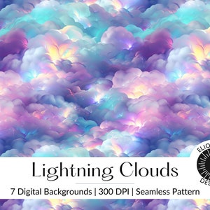 Digital Paper Clouds Seamless Pattern Sky Background 3D Rainbow Digital ...