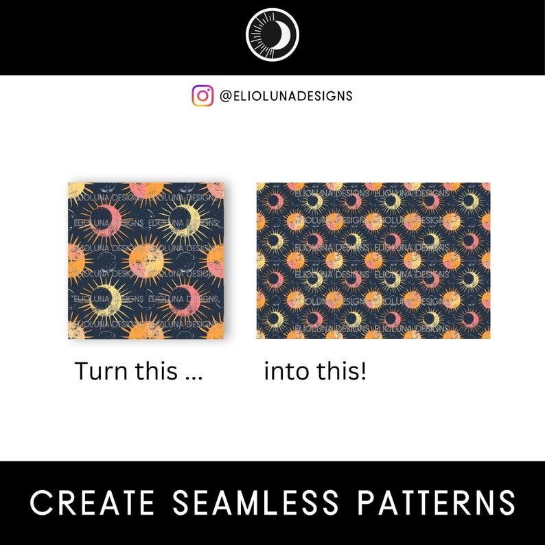 Solar Eclipse Pattern Moon Seamless Celestial Digital Paper Solar ...