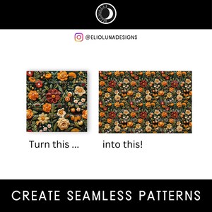 Autumn Floral Pattern Digital Paper Faux Embroidery Fall Floral Pattern ...