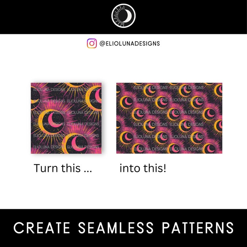 Solar Eclipse Pattern Moon Seamless Celestial Digital Paper Solar ...