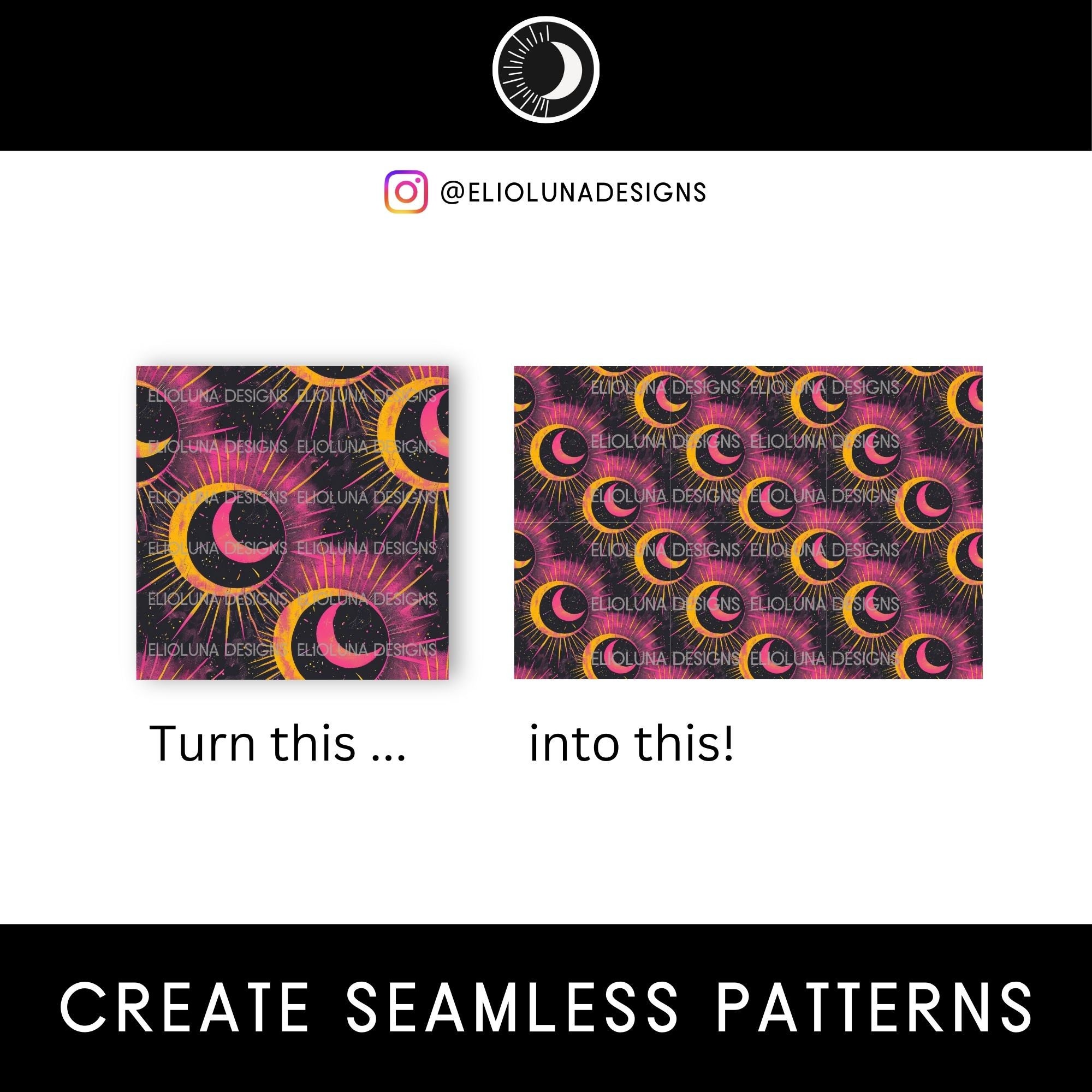 Solar Eclipse Pattern Moon Seamless Celestial Digital Paper Solar ...