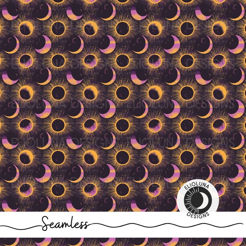 Solar Eclipse Pattern Moon Seamless Celestial Digital Paper Solar ...