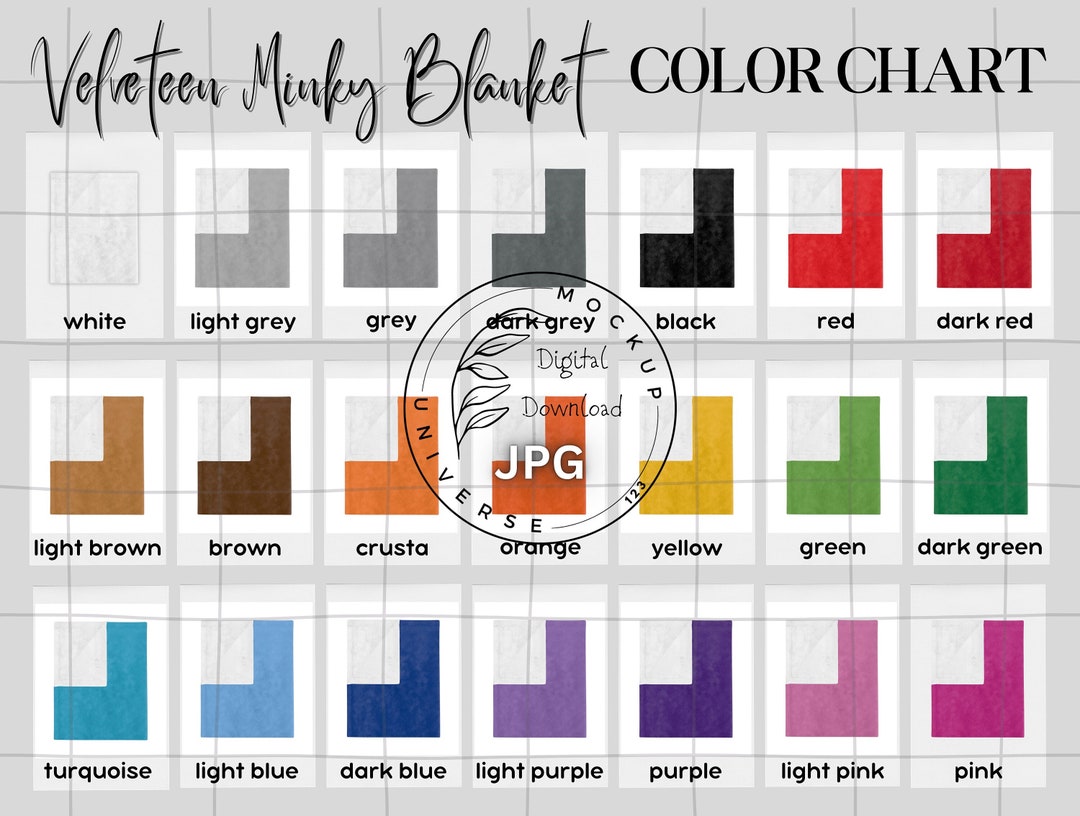 Velveteen Blanket Color Chart Blanket Color Chart Basic Velveteen Color ...