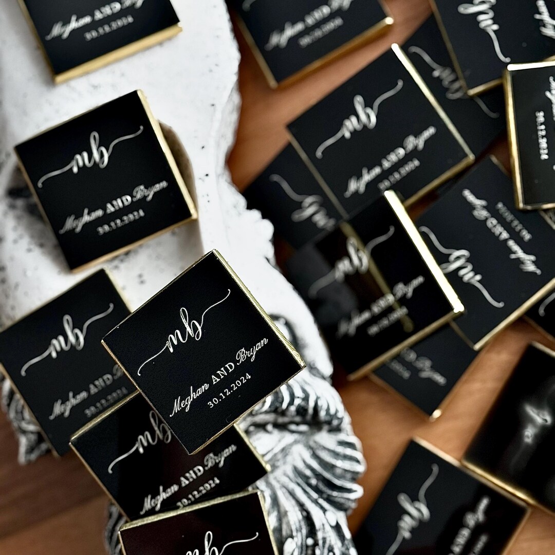Personalized Wedding Chocolate Favors: Engraved Names & Date, Silver ...