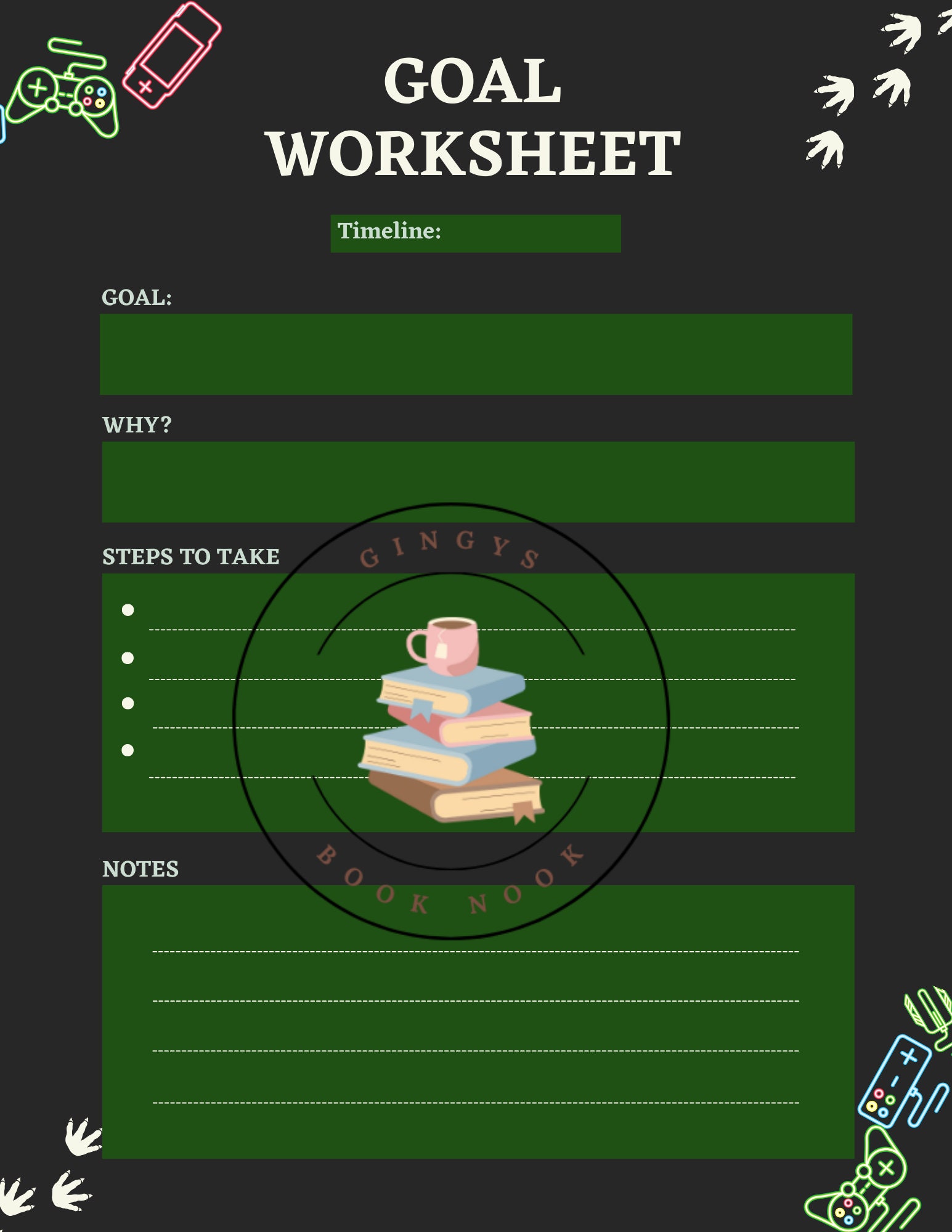 Video Game Themed Goal Worksheet - Etsy