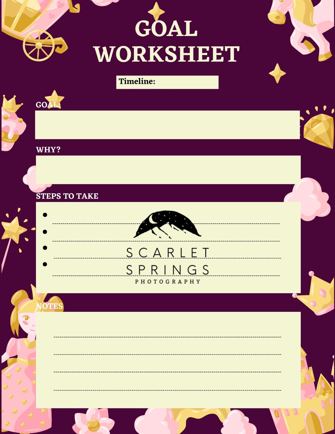 Royal Themed Goals Worksheet - Etsy