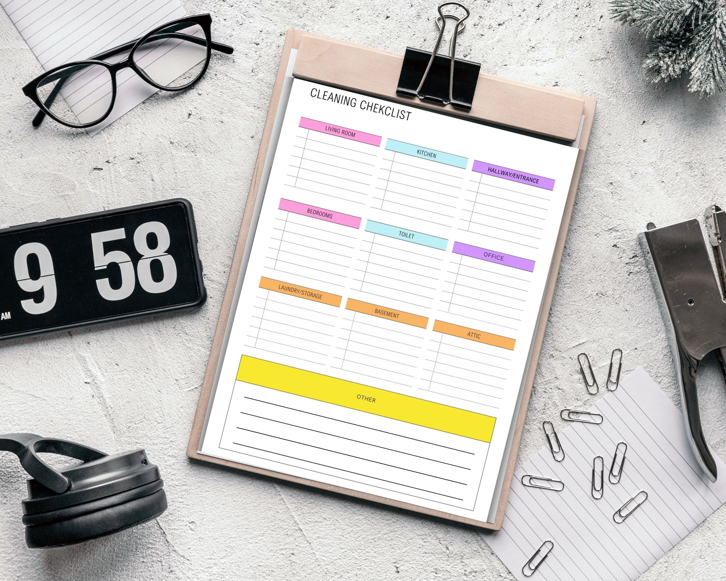 Cleaning Checklist, Zone Cleaning Planner, Cleaning Schedule, Household ...