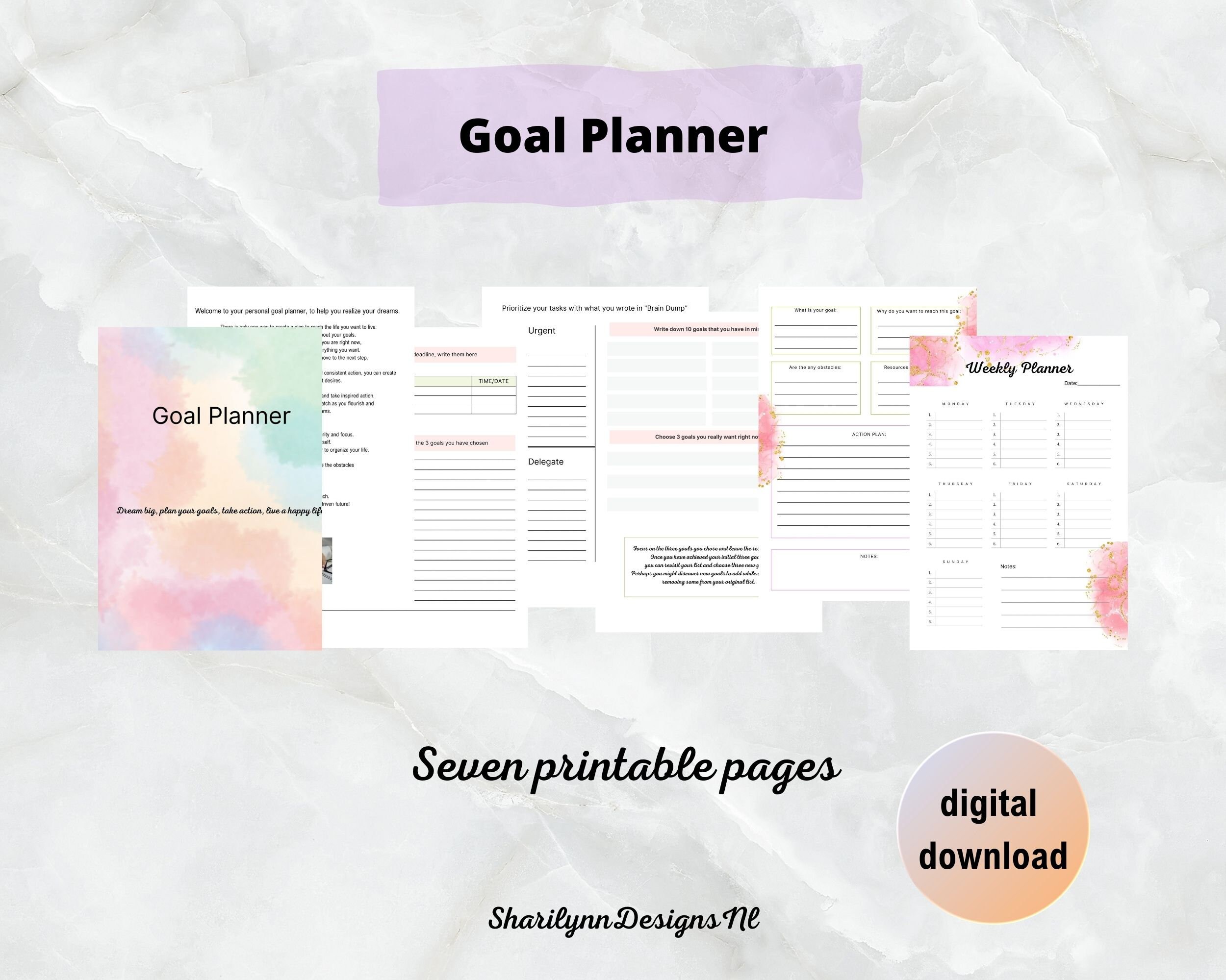 Goal Planner, Printable Goal Planner, Productivity Tracker, Goal ...