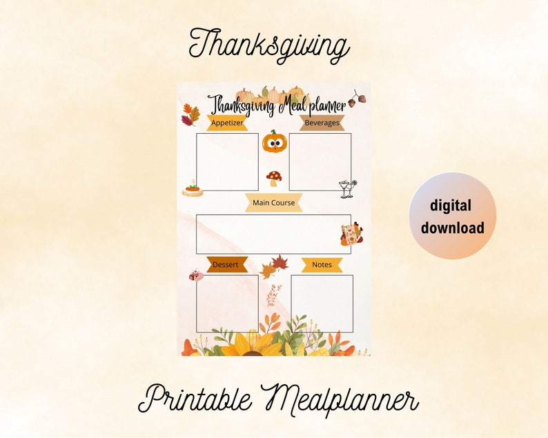 Thanksgiving Meal Planner, Thanksgiving Grocery List, Dinner Checklist ...