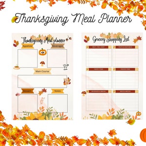 Thanksgiving Meal Planner, Thanksgiving Grocery List, Dinner Checklist ...