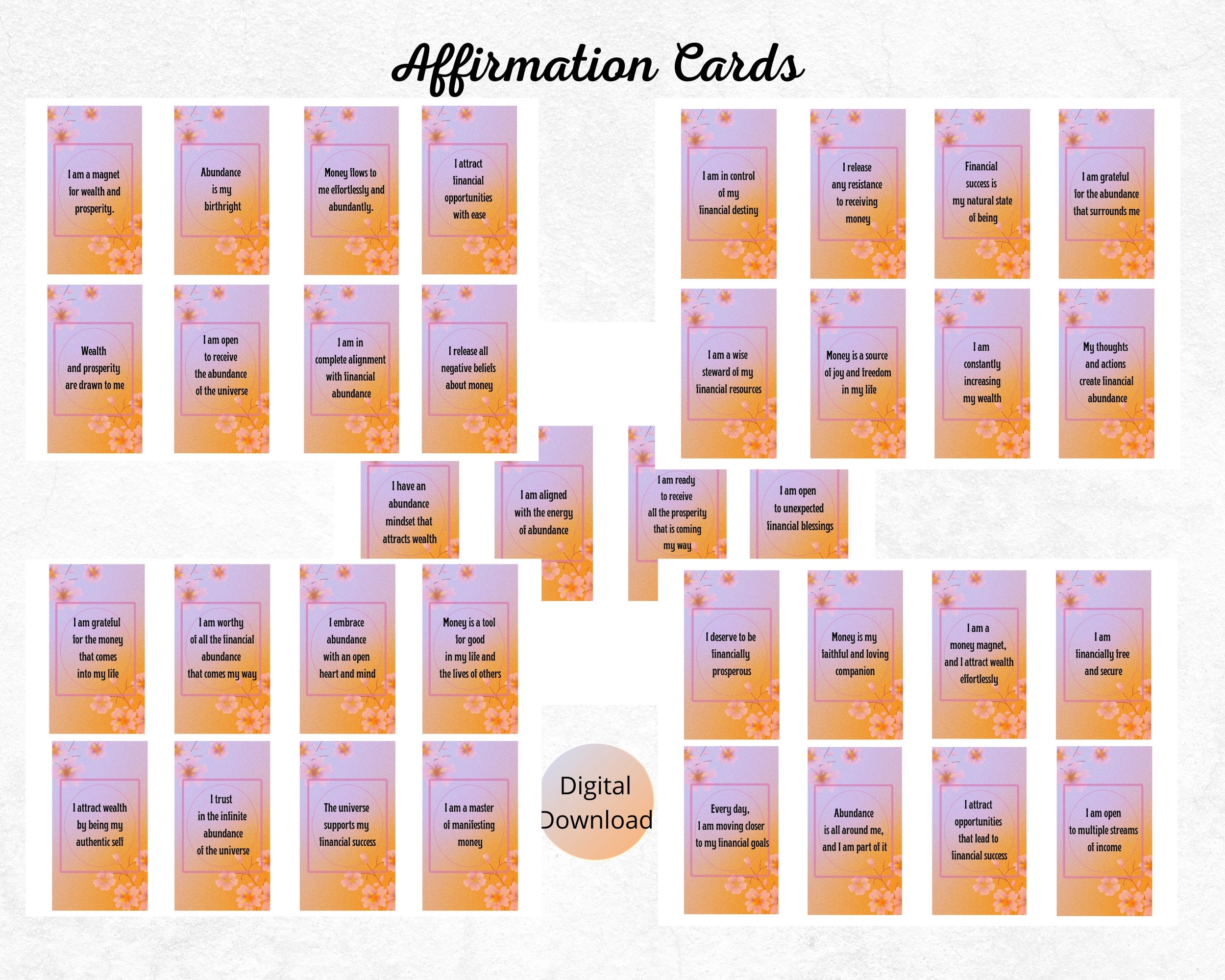 Affirmation Deck, Printable Vision Board Cards. Law of Attraction Cards ...