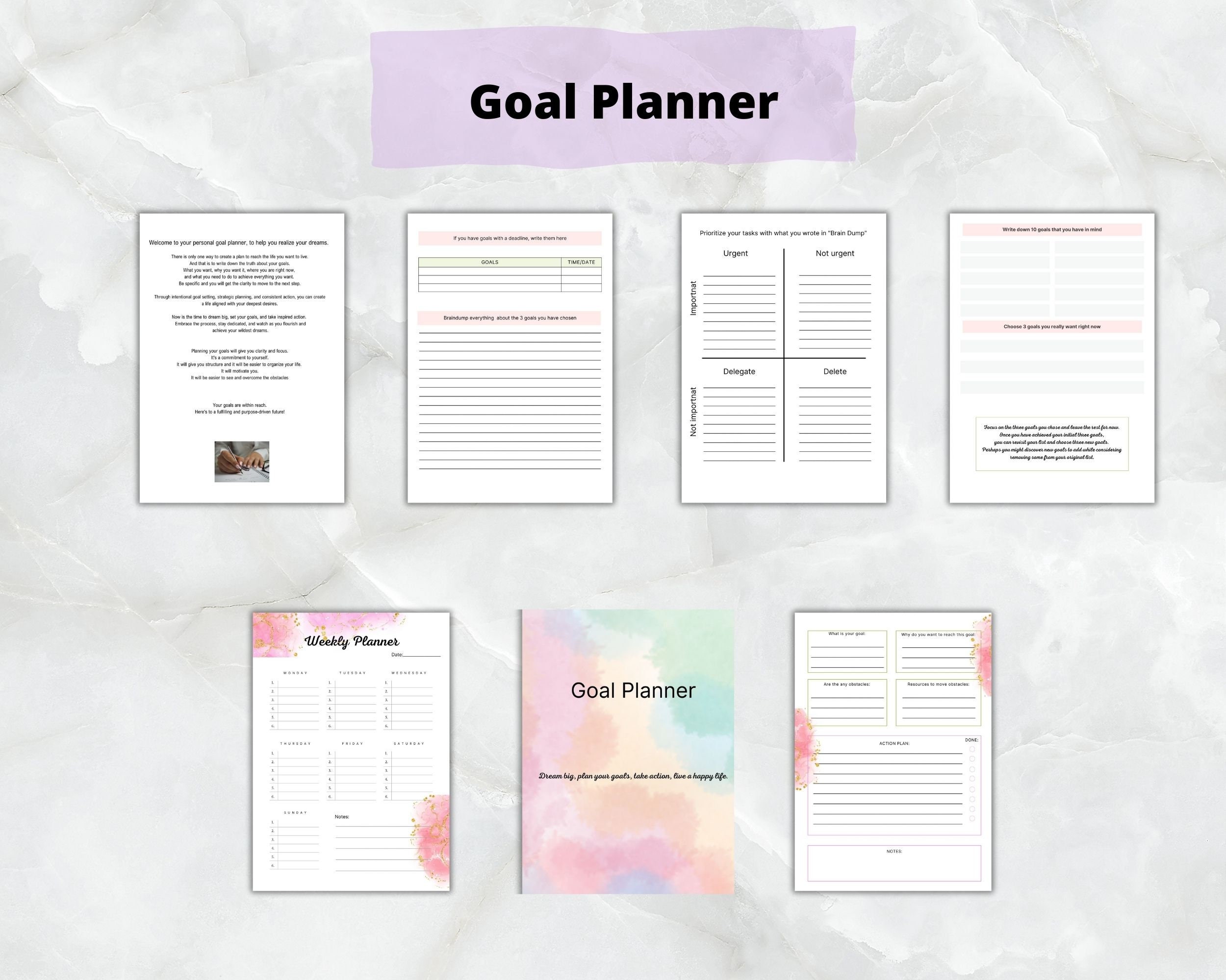 Goal Planner, Printable Goal Planner, Productivity Tracker, Goal ...
