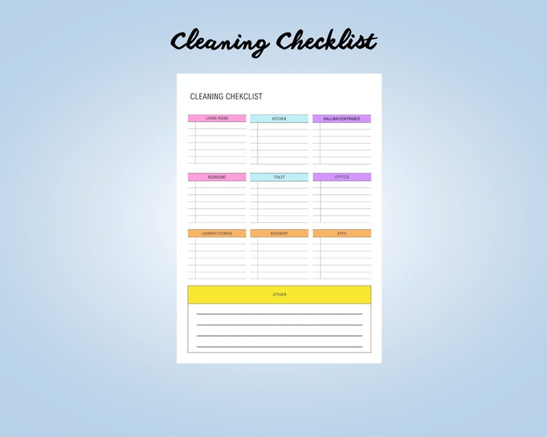 Cleaning Checklist, Zone Cleaning Planner, Cleaning Schedule, Household ...