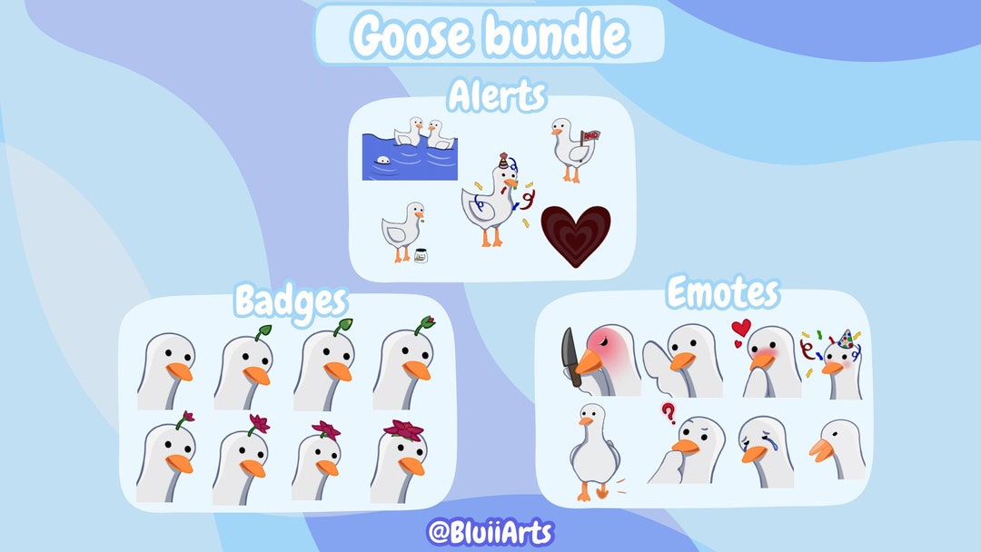 Cute Goose Emotes, Badges, Alerts Bundle - Etsy